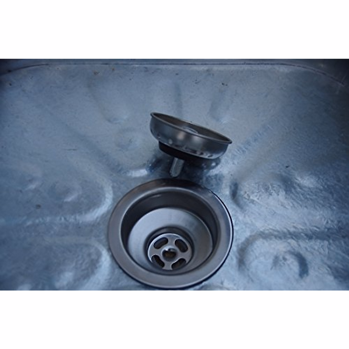 Square Wash Tub with standard 1-1/2" tailpiece Kitchen Sink Basket Drain Strainer (Double tub with standard 1-1/2" tailpiece drain and stand)