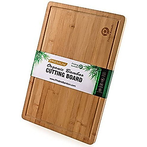 Extra Large Organic Bamboo Cutting Board for Kitchen - Wood Butcher Block - Wood Cutting Board with Juice Groove - Kitchen Chopping Board for Meat, Cheese and Vegetables, 18 x 12” - Pristine Bamboo