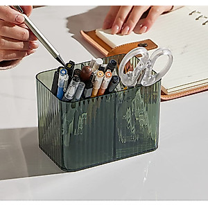 Qtip Cotton Pad Holder Dispenser, Fashion Clear Qtip Dispenser Apothecary Box Clear Acrylic Organizer for Cotton Ball, Cotton Swab, Q-tips, Cotton Rounds for Bathroom Countertop (Green)