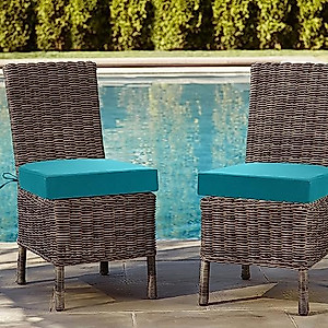 idee-home Outdoor Chair Cushions Set of 2, Thick 3" Patio Chair Cushions for Outdoor Furniture Waterproof with Ties, Outdoor Seat Cushion, Patio Chair Pads Dining Chair 17" x 16" x 3" Blue