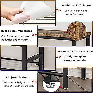 LINZINAR Shoe Rack Bench Organizer Storage 3 Tier Metal Shoe Shelf for Closet Entryway Bedroom with MDF Top Board Black