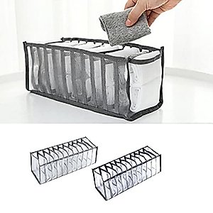 Narvei Underwear Drawer Organizer 1 Pc Foldable Closet Clothes Dividers Boxes Includes 7/11 Cell Collapsible Closet Compartments Storage Box for Bras Socks Underpants Panties and Ties (Black-11)