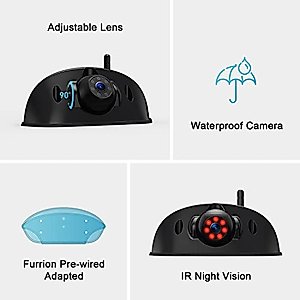Fookoo Upgraded 1080P Wireless RV Backup Camera, 5" Full/Split Screen Recording Monitor, Rear-View Camera Adapted to Pre-Wired Mount, Digital Signal for RV Truck Trailer Camper (DW5)