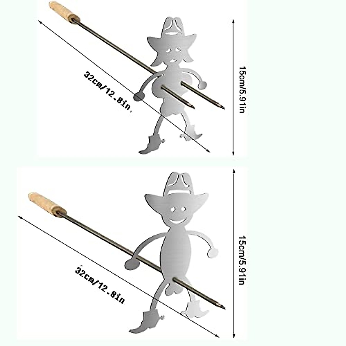RICHERI 2 sets of marshmallow Grill Sticks, Stainless Steel Grill forks for men and women with hats, hot dog Stand Bonfire Party Family and friends Party Barbecue Forks