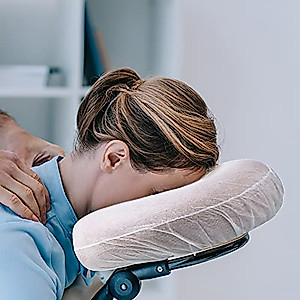 100 Pieces Disposable Headrest Covers Disposable Massage Covers Massage Headrest Covers Non-Sticking Cradle Cover Non-woven U-shaped Cradle Cover for Massage Tables, 14.2 x 13 Inch, White