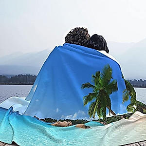 Ultra-Soft Micro Fleece Throw Blanket,Beach and Coconut Trees,Warm Lightweight Decorative Throw Blanket for Bed Couch Sofa Chair Living Room Bedroom 60" x 50"