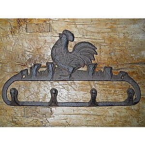 Antiques Vintage/Hooks Cast Iron/Coat Hook/Locker Rooms/Kitchens Cast Iron Rooster Towel, Coat Hooks, Farm Hat Hook, Key Rack Chicken