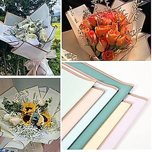 20 Sheet 10 Colors Gold Edge Flower Wrapping Paper, Florist Bouquet DIY Crafts Fresh Flower Bouquet Wrap Gift Box Packaging Material Florist Supplies,Waterproof Floral Wrapping,22.8*22.8 Inches
