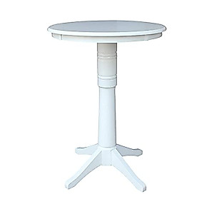 IC International Concepts Round Top Pedestal Dining Table, Counter Height, White/Heather Gray