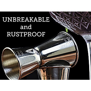 Bar Jigger Set for Bartenders | Double Jiggers Shot Pourer Measuring Tool | 2x Cocktail Jigger Stainless Steel Holds ½ oz to 1⅓ oz | The Best Liquor Measuring Tools for Perfect Cocktails