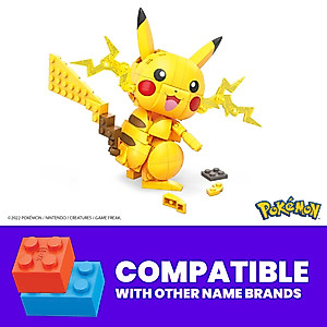 Mega Pokémon Building Toys Set Build & Show Pikachu with 205 Pieces, Articulated and Poseable, 4 Inches Tall, for Kids