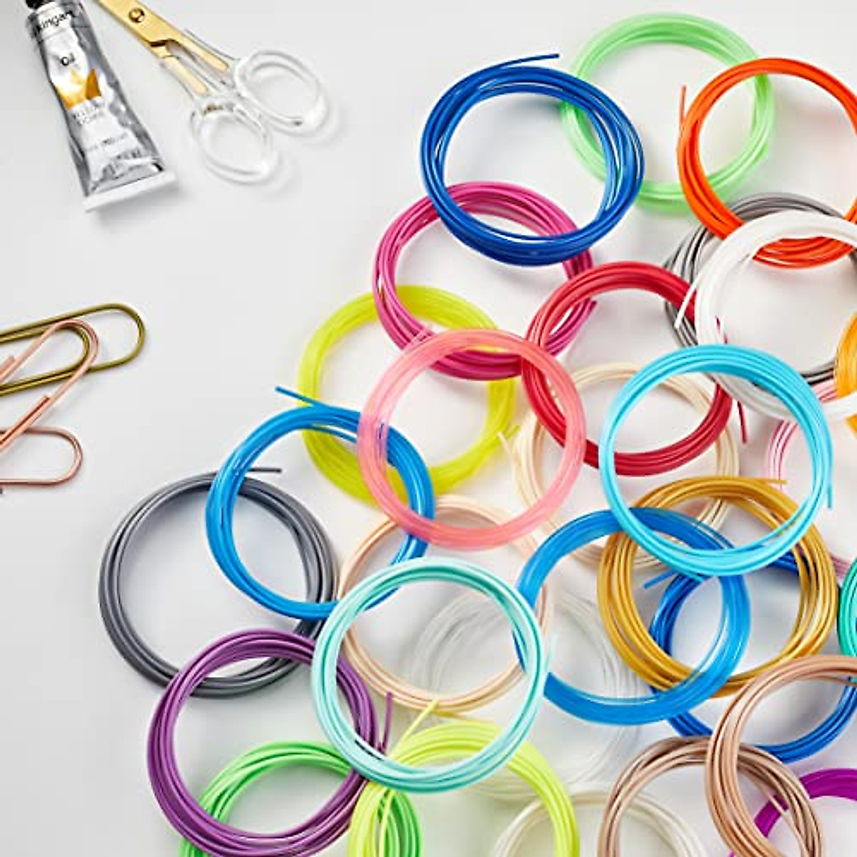 Amazon Basics 3D Pen Filament Refills, 32 Count, Variety of 32 Colors, 1.75mm