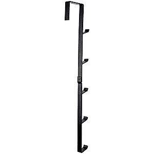 MyGift Black Metal Over The Door Hooks Heavy Duty Hanger for Hats, Coat, Scarf, and Purse, Door Hanging Rack with 5 Hooks, Set of 2