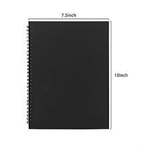 DSTELIN 10 inch x 7.5 inch, 100GSM, Blank Spiral Notebook, 2-Pack, Soft Cover, Sketch book, 120 Pages / 60 Sheets, (Black)
