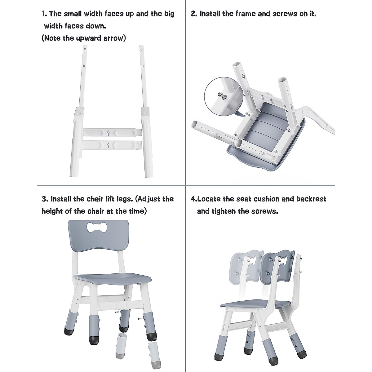 Brelley Kids Chairs Height Adjustable Toddler Chairs for Table, for Indoor & Outdoor Use Classroom/Daycare/Home, Suitable for Ages 2-8