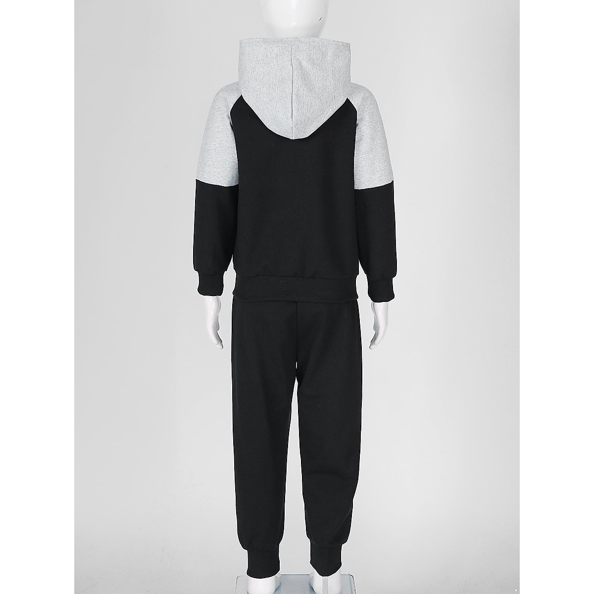 Jugaoge Kids Boys Hoodie Sweatshirts and Sweatpants Jogger Set 2 Pieces Tracksuit Sweatsuit Fall Outfit Black 7-8 Years