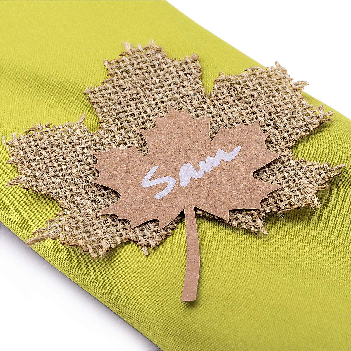 Summer-Ray 48pcs DIY Kraft Burlap Maple Leaf Wedding Place Cards for Rustic Garden Fall Theme Wedding Party
