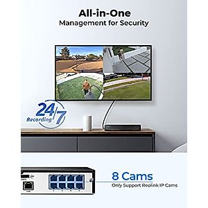 REOLINK CX410-2K PoE Security Camera Outdoor with F1.0 Aperture, REOLINK 4K 8CH Network Video Recorder, 2× CX410 with 1x RLN8-410 (Built-in 2TB HDD) Video Recorder