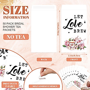 Skybooly 50 Set Tea Party Bridal Shower Favors Tea Bags Tea Packets Kraft Paper Envelopes Heart Spoon Mini Coffee Spoons with Thank You Card and Organza Bag Wedding Souvenirs Tea Party Favor for Guest