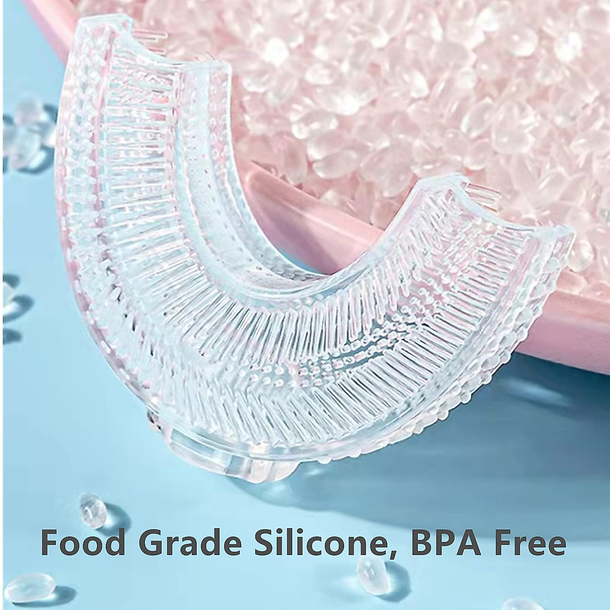 ROSEWARD [Upgraded] U Shaped Toothbrush Kids Toddler Baby Toothbrushes 360 Degree Round Tooth Brush Extra Soft, Food Grade Silicone(Large (Age 6-12), Blue)