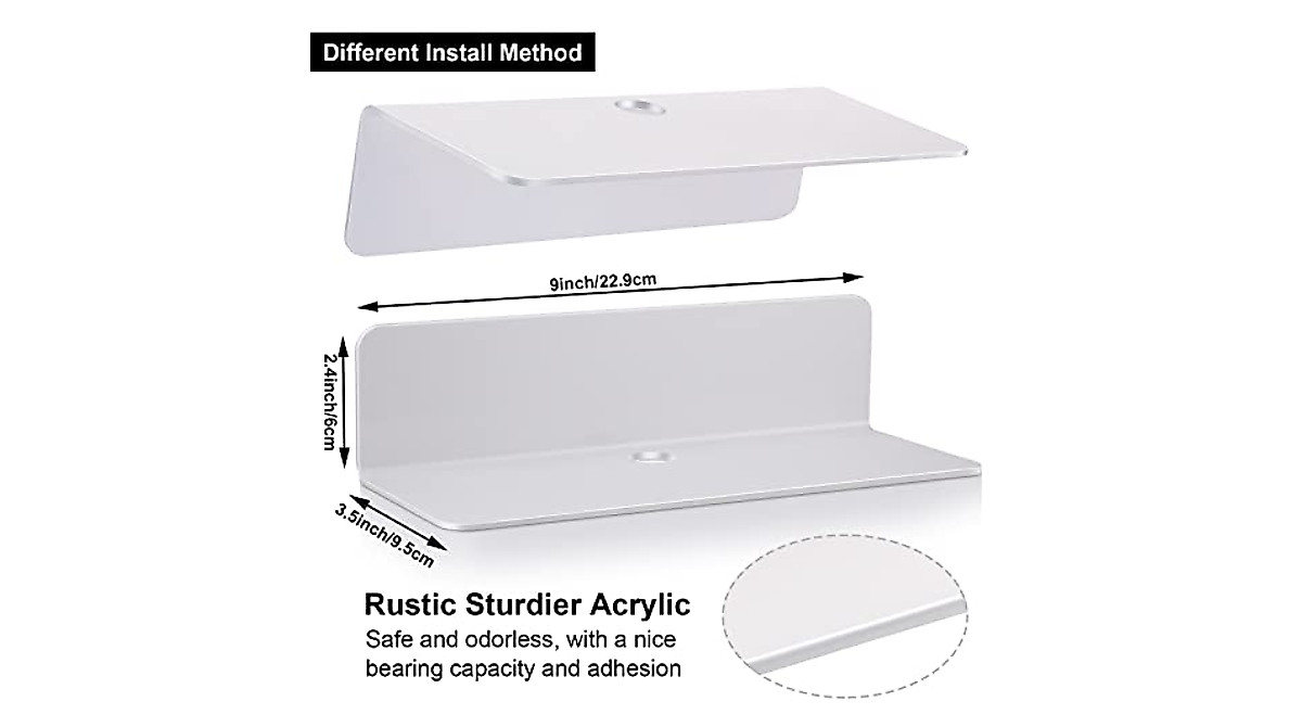 Yulejo 9 Inch Floating Shelves Acrylic Wall Mounted Shelf Acrylic ...