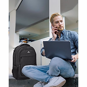 MATEIN 15.6 Inch Backpack for Traveling On Airplane for Women Men, Professional Business Laptop Backpack with Multiple Organization Pockets Water Resistant Casual Daypack, Black