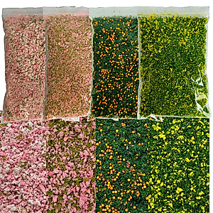 Cayway 4 Color Colorful Tree Powder Model Tree Tufted for DIY Miniature Lowland Model Shrub Bushy Tuft Architecture Building Model Railway Fairy Garden Diorama Scenery