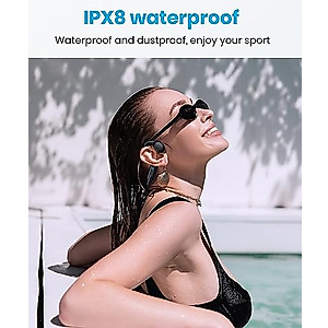 Rumatas Bone Conduction Headphones Bluetooth, Open Ear Headphones with Mic Underwater Swimming Headphones 32GB MP3 & 8Hrs Playtime, Wireless Underwater Earbuds for Swimming, Sports.