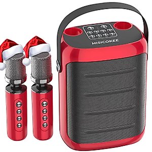 Karaoke Machine with 2 UHF Wireless Microphones, Karaoke Machine for Adults and Kids, Bluetooth Karaoke Speaker with PA System&Vocal Cut,Supports for BT/AUX/USB/SD for TV, Party, Travel, Birthday
