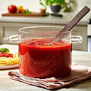 Glass Cooking Pot with Lid - 2L(68oz) Heat Resistant Borosilicate Glass Cookware Stovetop Pot Set - Simmer Pot with Cover Safe for Soup, Milk, Baby Food