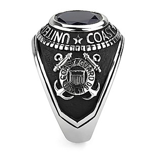 YVO Personalized Coast Guard Ring (Engraved)- Polished Stainless Steel - Size 08