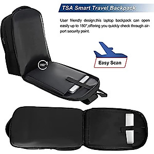 LCKPENG Extra Large Backpack, Business Travel Laptop Backpack for Men, Extra Large Lightweight TSA Approved Carry On Backpack, Computer Backpack for 17.3 Inch Laptop with USB Port, Black