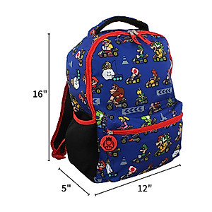 Nintendo Mario Kart Boys Girls Teen 16 Inch School Backpack (Blue, One Size)