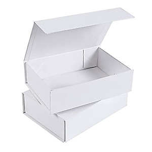 NIGNYA Magnetic Gift Box White 7x5x2 inches 2 Pack Gift Boxes Magnetic Lids Cardboard Gift Boxes Bridesmaid Proposal Box for Presents, Wedding, Birthday, Party
