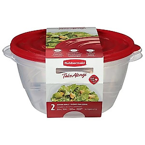 Rubbermaid TakeAlongs Serving Bowl Food Storage Containers, 15.7 Cup, Tint Chili, 2 Count