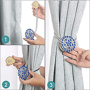 uxcell 2 Pack Magnetic Curtain Tiebacks 15 Inch Curtain Holdbacks Window Tassels Tie Backs Clips Decorative Rope Curtain Holdback Holder, Blue