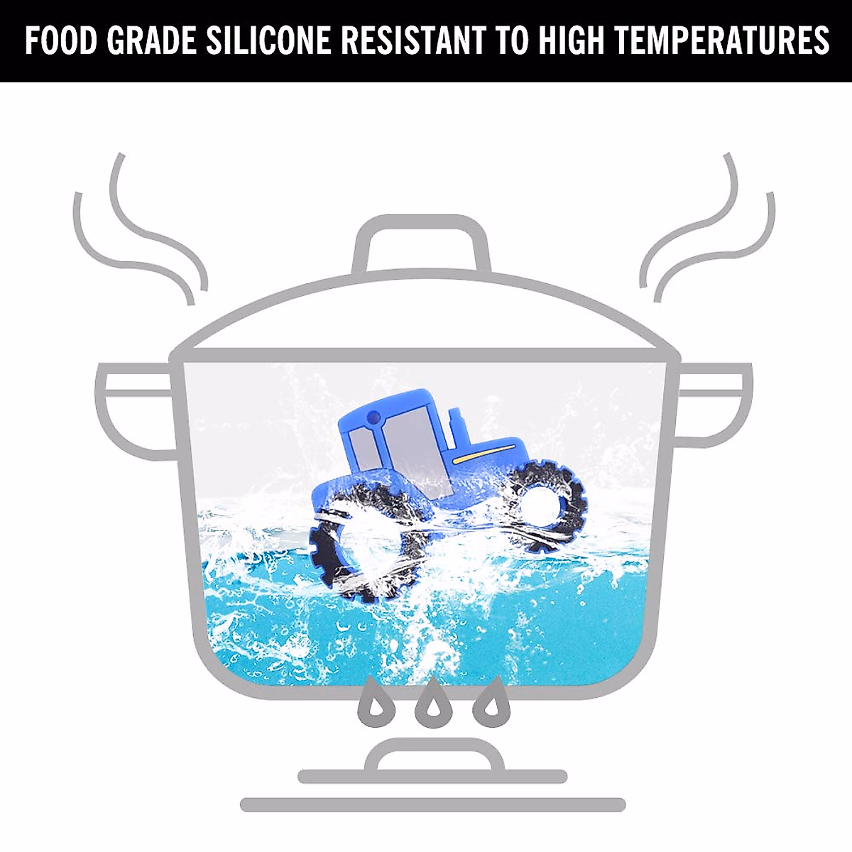 Baby Tractor Car Silicone Teether,Sensory Chew Toys,BPA Free Soft and Effective Infant Teething Pain Relief Toys,Freezer Safe,Food Grade Silicone,Best Shower Gift for Boys and Girls (Blue)