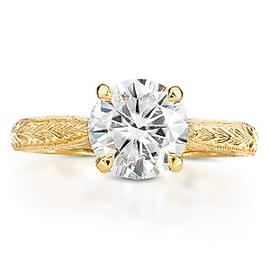 Kobelli Antique Style Style Moissanite Engagement Ring 1 1/2 CTW 14k Yellow Gold, Size 7