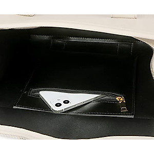 CACYTILT The Tote Bag for Women 13 * 11 * 6 inch PU Leather Large Tote Bags with Zipper Fashion Design Handbag for Daily Use School Work (Brown)