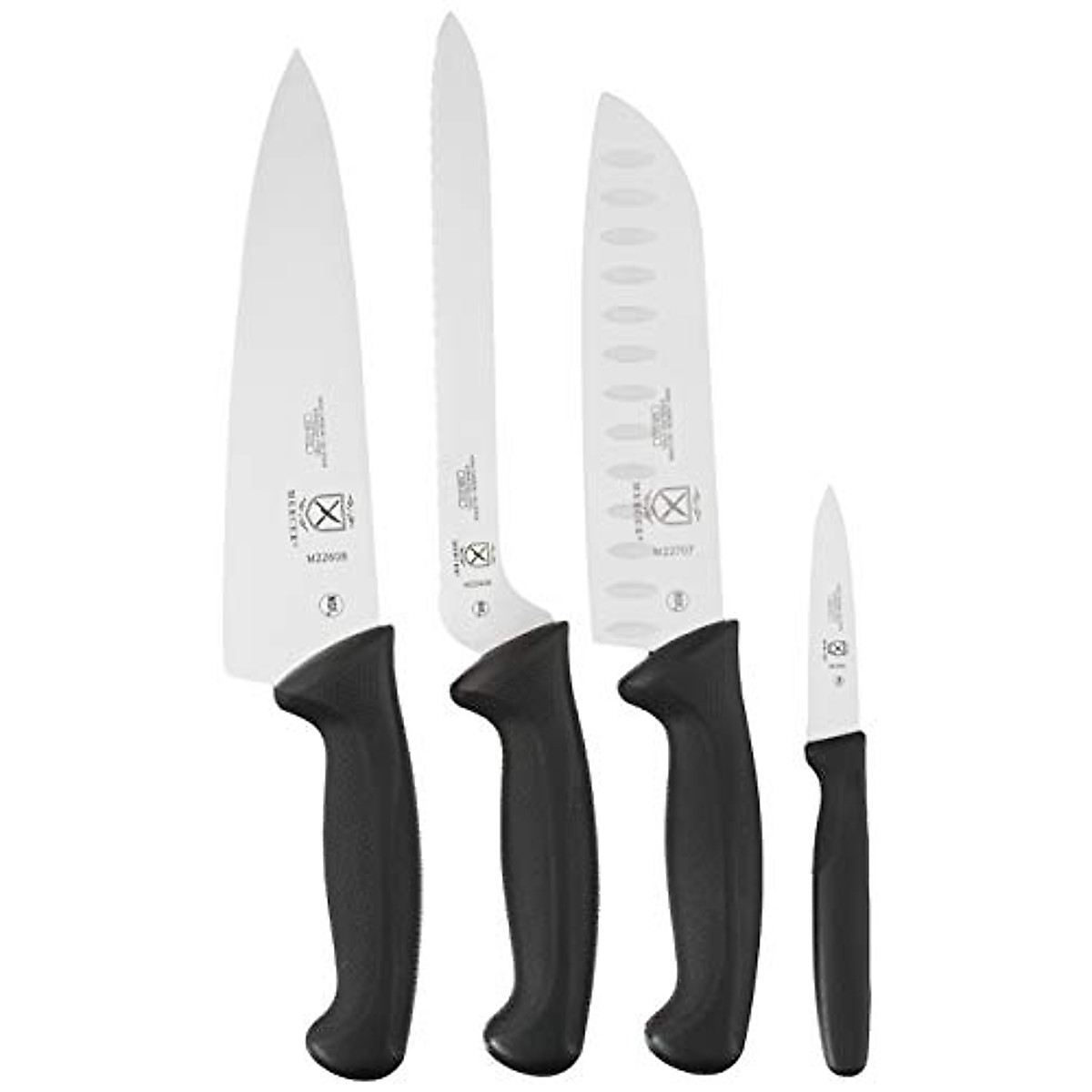 Mercer Culinary Millennia 5-Piece Magnetic Board Set with Black Handles, Acacia