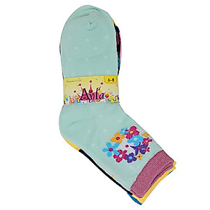 Different Touch 12 Pairs Pack Kids Girls Colorful Creative Fun Novelty Design Crew Socks (6-8, Assorted)
