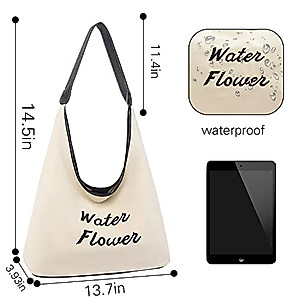 Canvas Tote Bag Shoulder Bag With Magnetic Snap,Hobo Canvas Tote Bag Aesthetic For School,Black Canvas Bag Purse Handbags Casual Tote With Waterproof