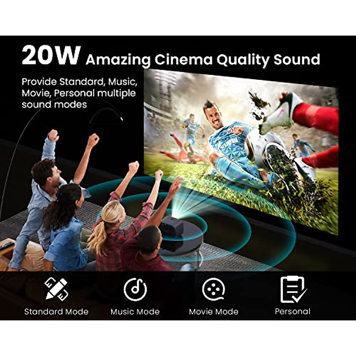 ETOE 1080P Smart Projector, Video Projector with Android TV 10.0, Auto Focus, Auto Keystone, Dual 10W Speakers, Netflix-Certified, Chromecast, WiFi Bluetooth, 4K Supported Projector with Carrying Case