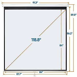 119" Projector Screen Manual Pull Down, Outdoor Movie Screen, 1:1 4K HD Wrinkle-Free Portable Projection Screen for Movie Home Office Presentation Video Game, Enjoy Outdoor Film Night, Easy to Set Up