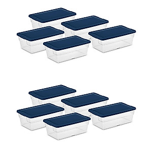 Sterilite Stackable 6 Quart Home Storage Box with Handles and Lid for Efficient, Space Saving Household Storage and Organization, (10 Pack)