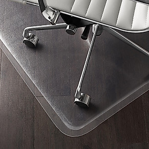 WorkOnIt 45" x 53" Office Desk Chair Floor Mat with Lip for Hardwood Floors, Clear