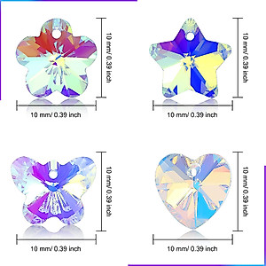 80 Pieces AB Crystal Beads Charms Butterfly Heart Star Flower Glass Crystal Beads Mixed Shape Loose Beads Crystal Pendants for Bracelets Necklace Earrings Jewelry Craft Making