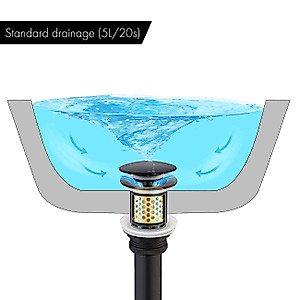 KES Pop Up Drain Without Overflow with Detachable Hair Catcher Sink Drain Strainer for Bathroom Sink Drain Matte Black, S2018D-BK