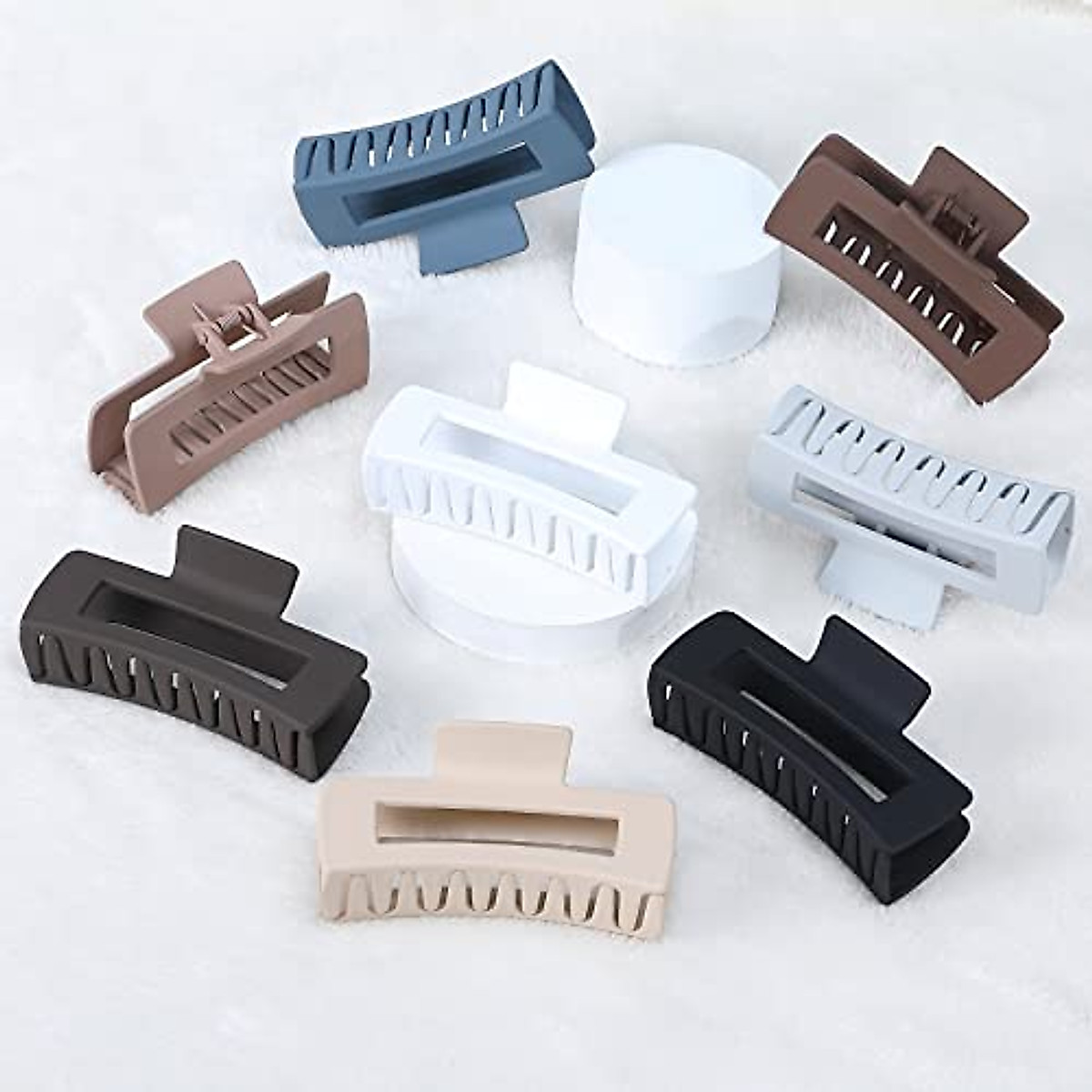 4.1 Inch Large Hair Claw Clips 8 Pcs Rectangle Hair Clips Big Hair Clips for Thick Hair Nonslip Rectangular Hair Clips Acrylic Banana Jaw Clips Hair Accessories for Women and Girls (Blue Brown)