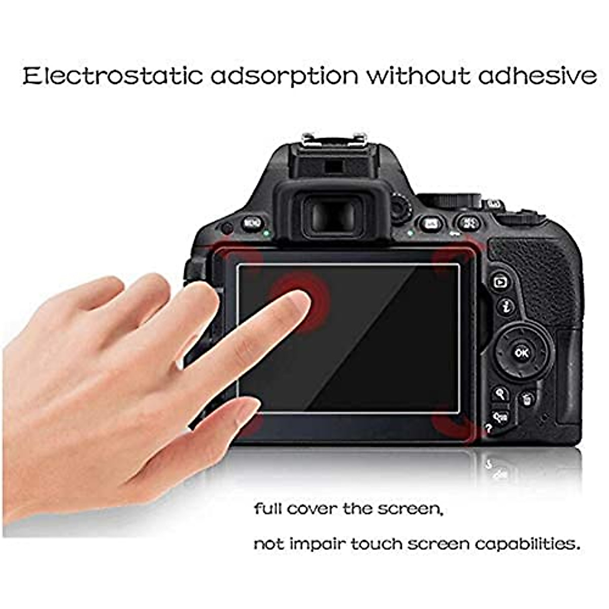PCTC Screen Protector Compatible for Sony alpha A6600 A6100 A6400 A6000 A6300 A5000 Nex-7 NEX-6 NEX-5, 3 Packs 0.3mm 9H Hardness Tempered Glass 2* Hot Shoe Cap Cover